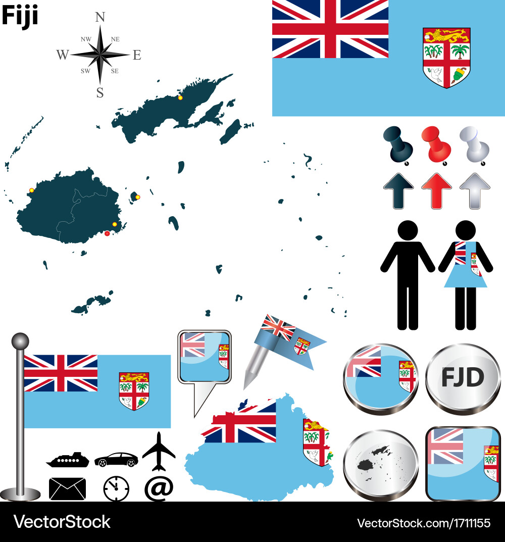 Fiji map Royalty Free Vector Image - VectorStock