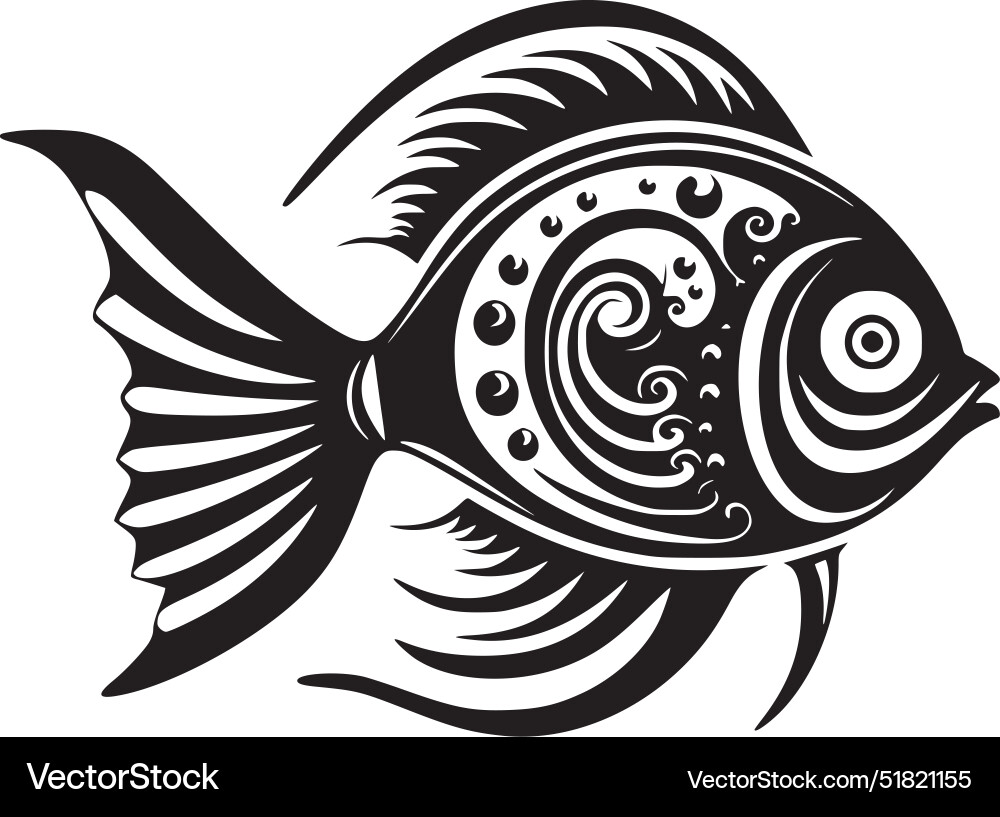Fish - black and white Royalty Free Vector Image