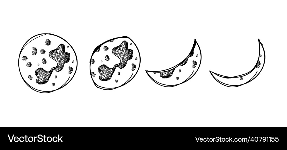 Hand drawn moon phases isolated on white Vector Image