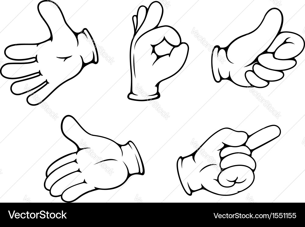Hand Gestures Set - Cartoon Style Royalty Free Vector Image