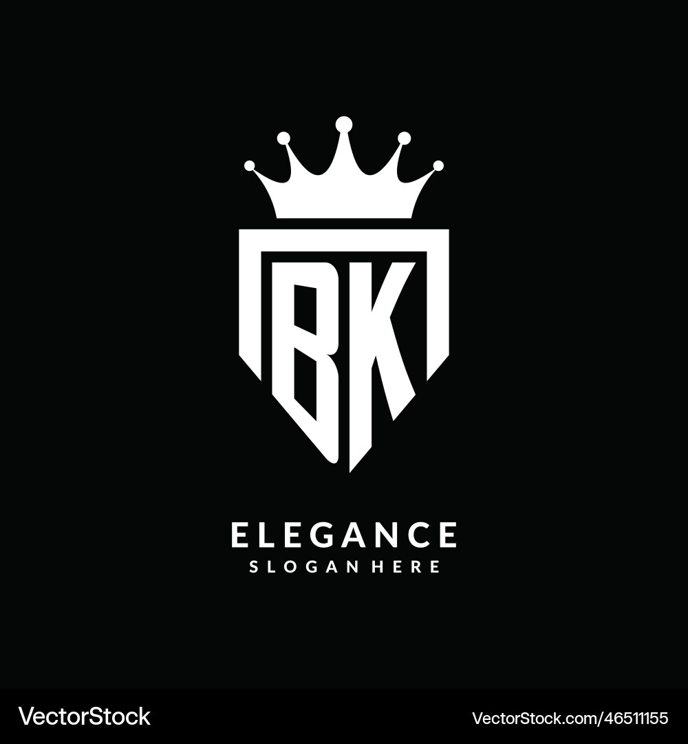 Letter bk logo monogram emblem style with crown Vector Image