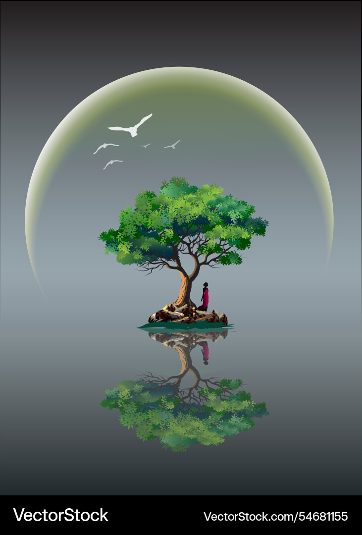 Lone tree Royalty Free Vector Image - VectorStock