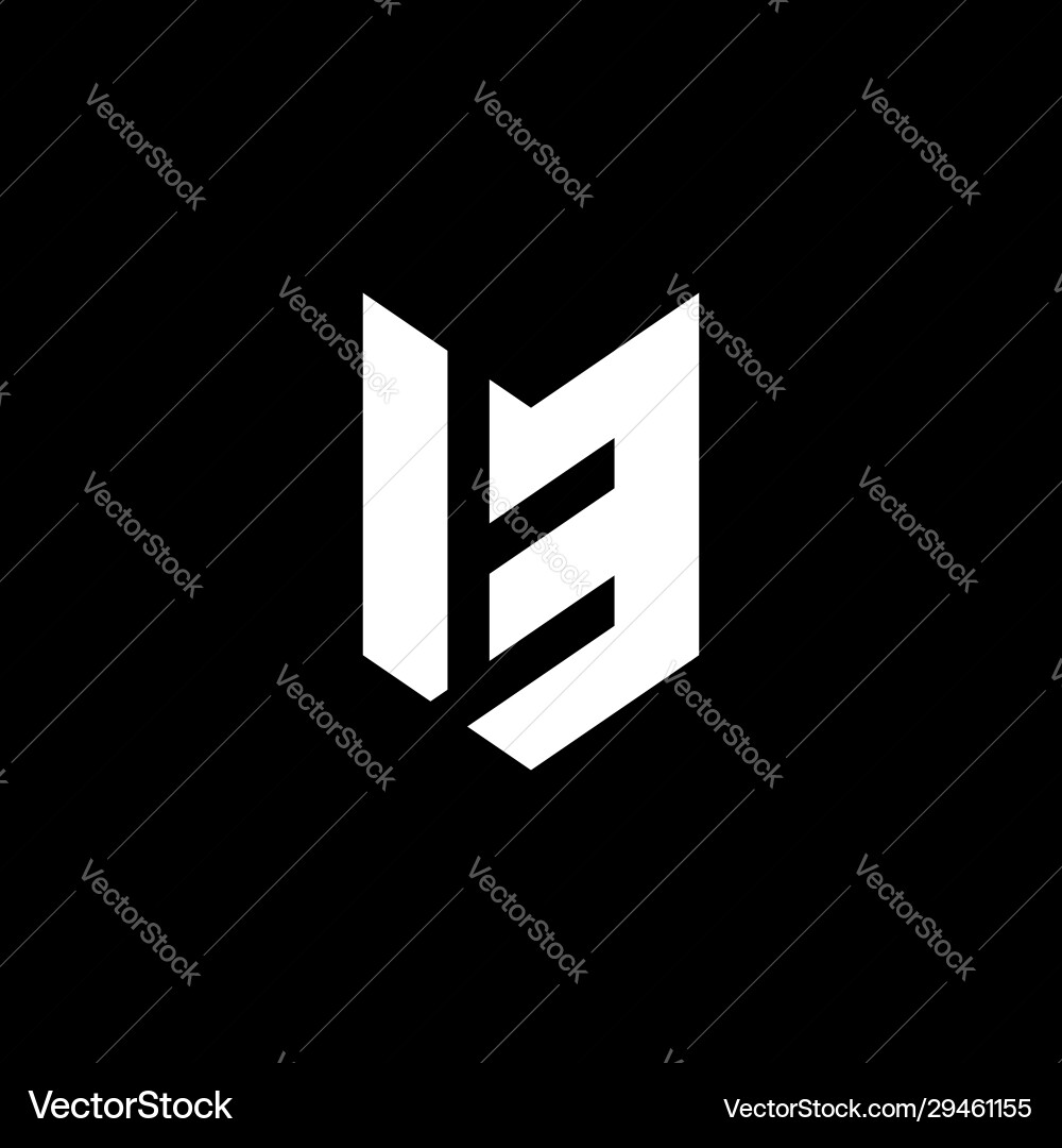 Number 13 logo template with fox head symbol Vector Image