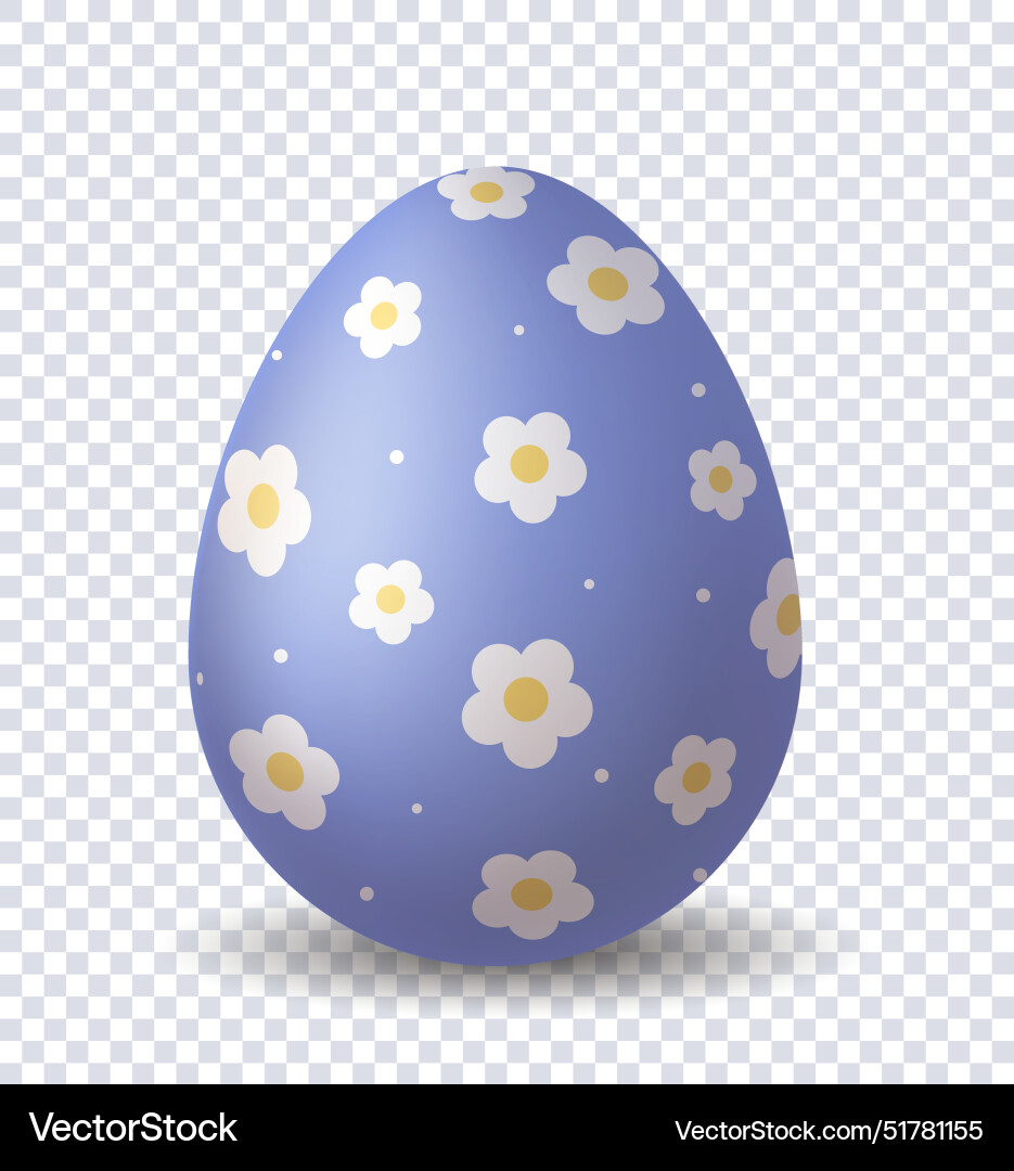Realistic easter egg blue and white patterns Vector Image