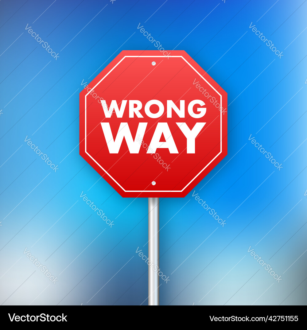 Red wrong way cartoon flat Royalty Free Vector Image