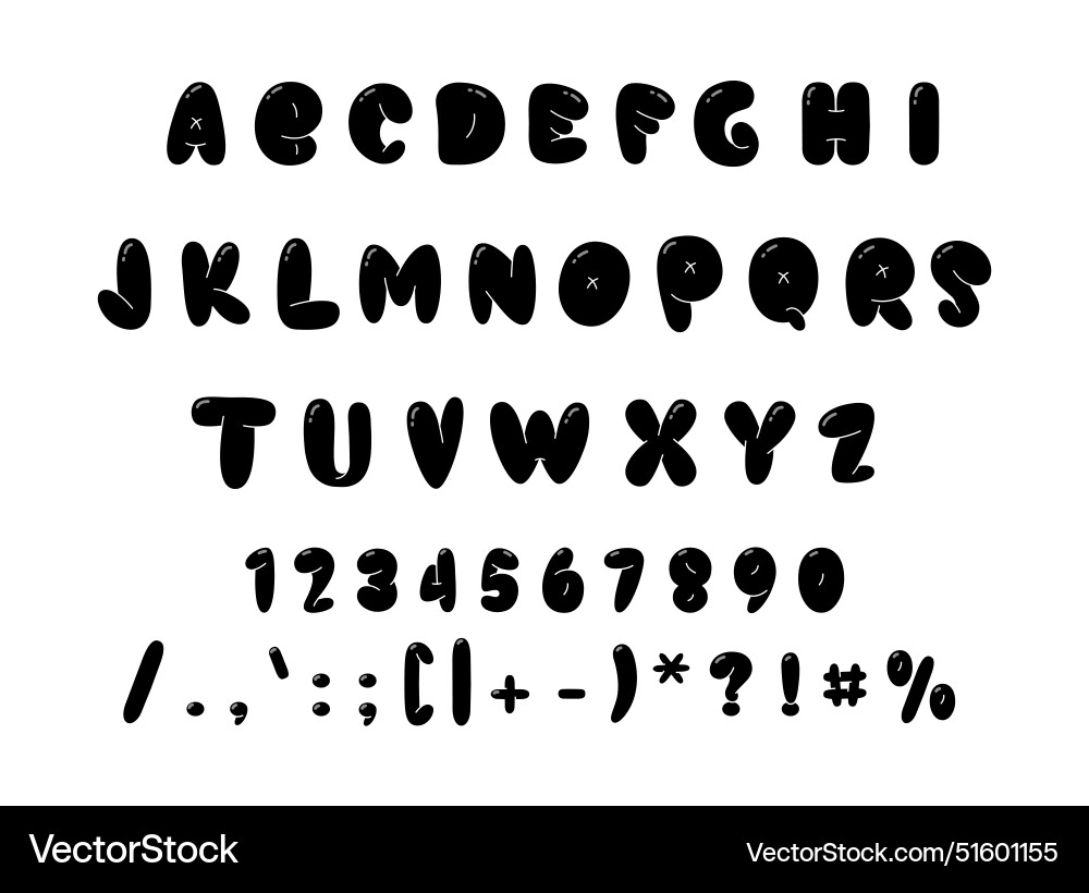 Retro balloon font y2k typeface alphabet Vector Image