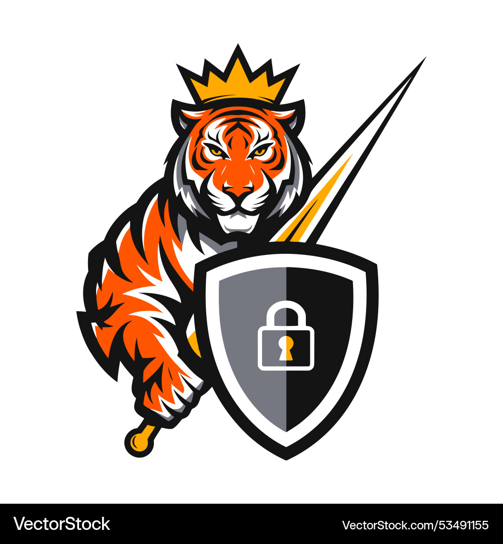Tiger shield logo perfect for security Royalty Free Vector