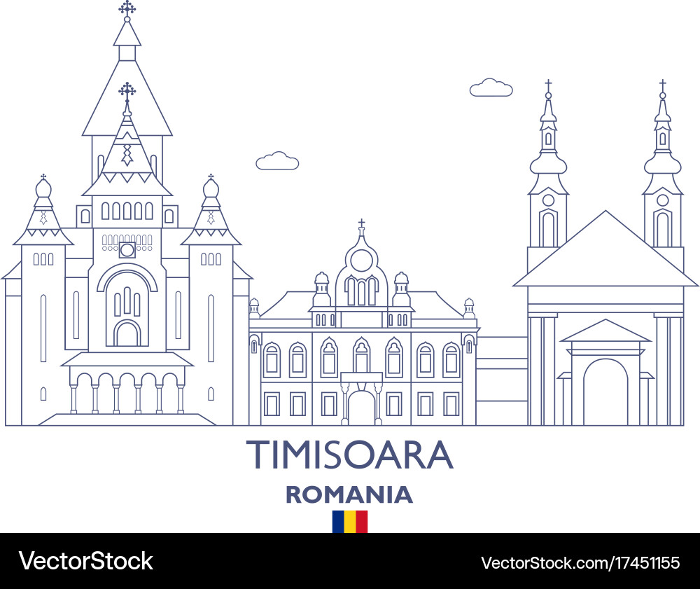 Timisoara city skyline Royalty Free Vector Image