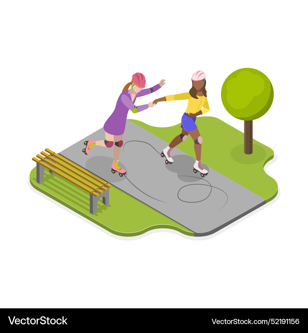 3d isometric flat of friends Royalty Free Vector Image