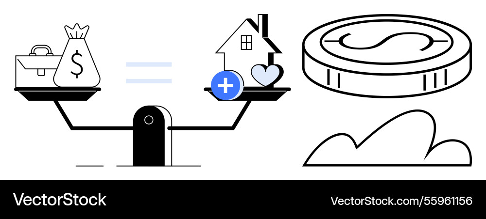 Balancing money home and wellbeing equilibrium Vector Image