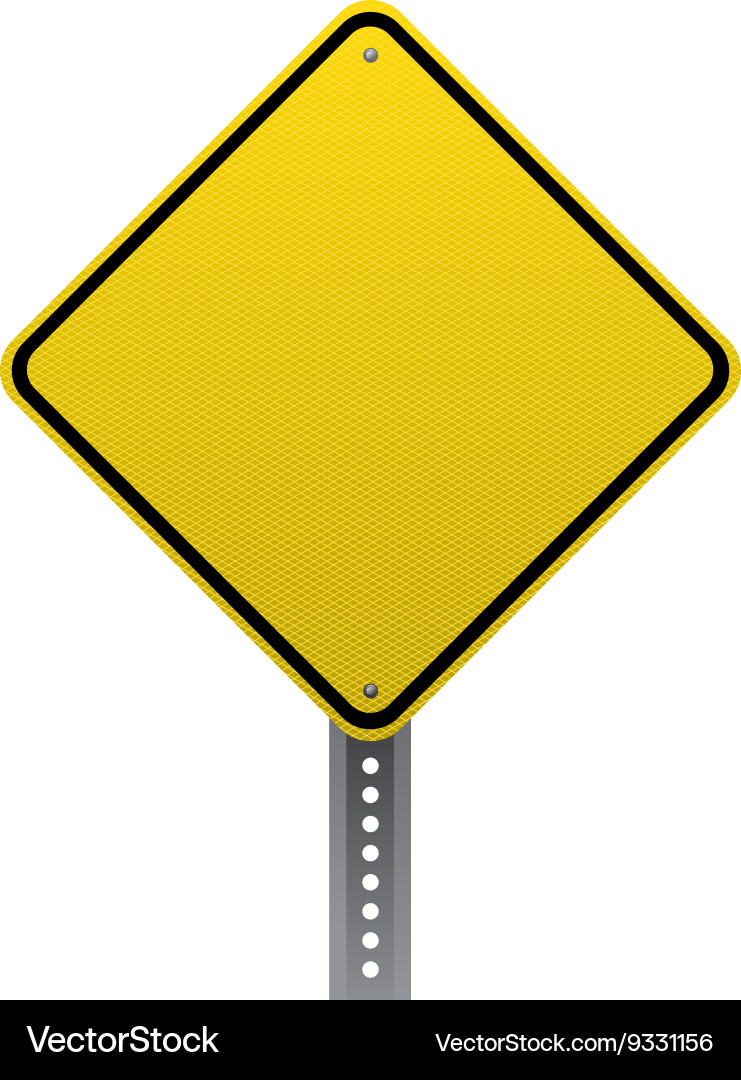 Blank yellow road sign detailed Royalty Free Vector Image