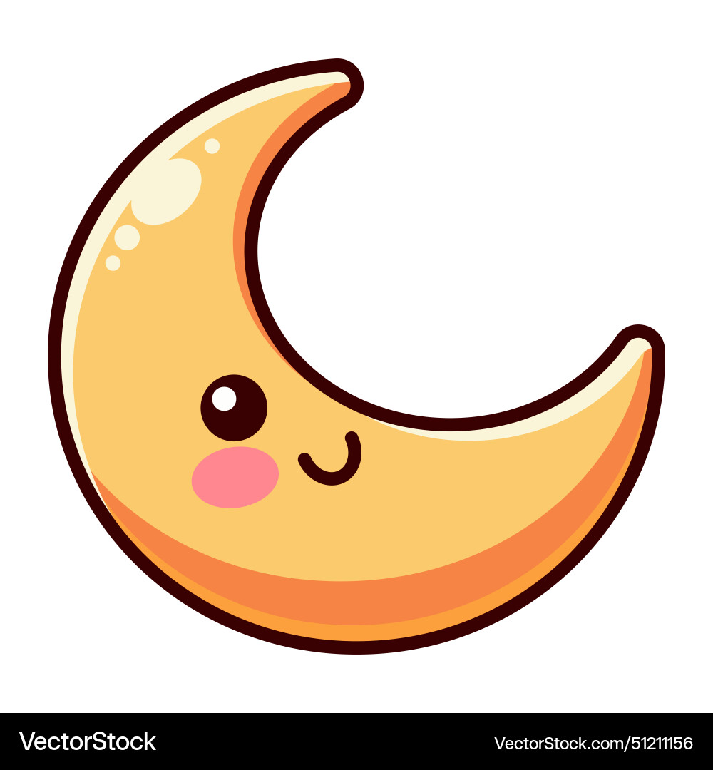 Cute moon icon in cartoon style Royalty Free Vector Image