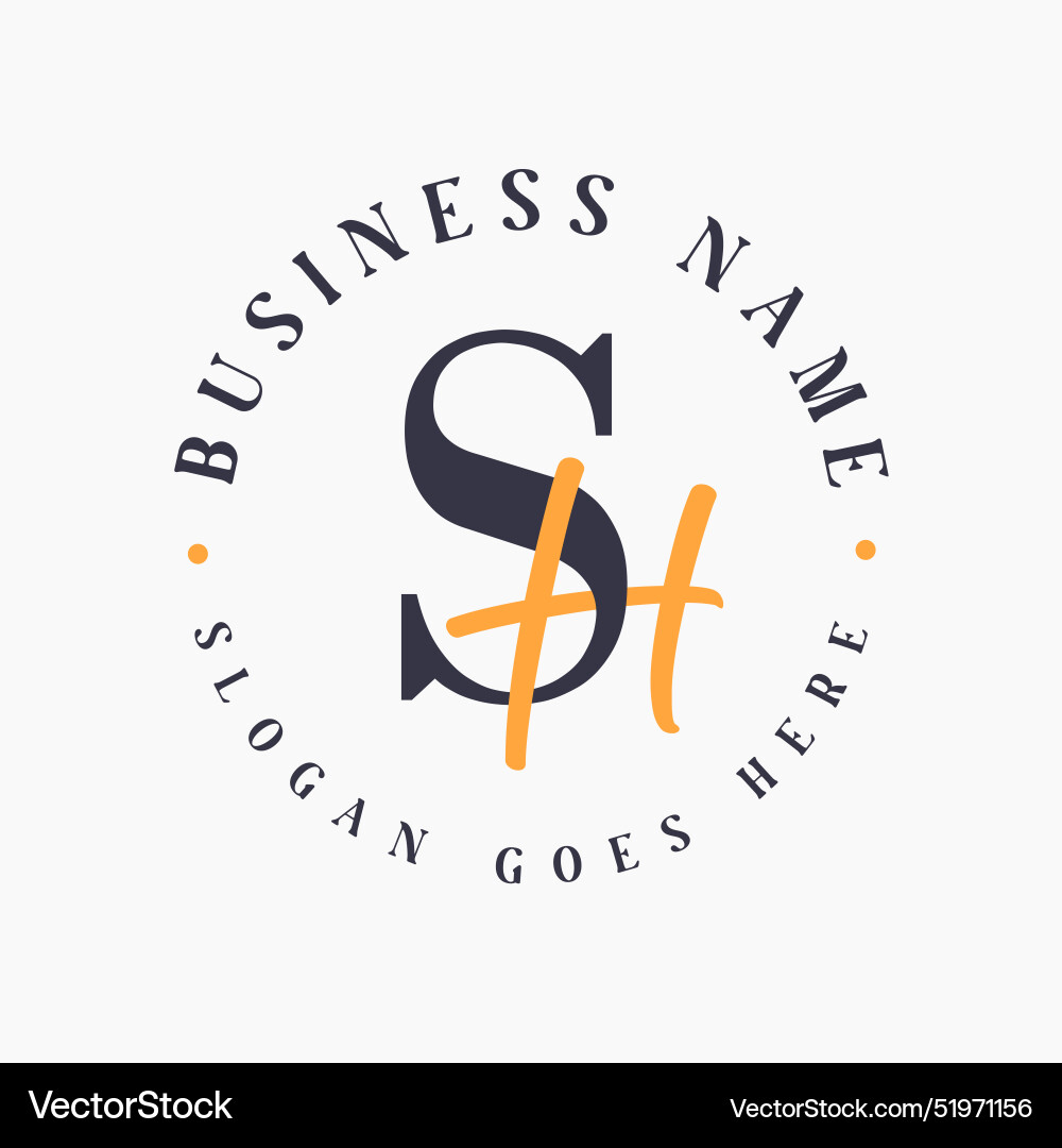 Elegant letter sh initials logo for corporate Vector Image