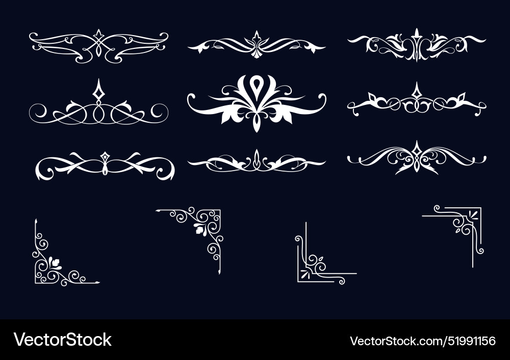 Floral decorative ornamental divider pack Vector Image