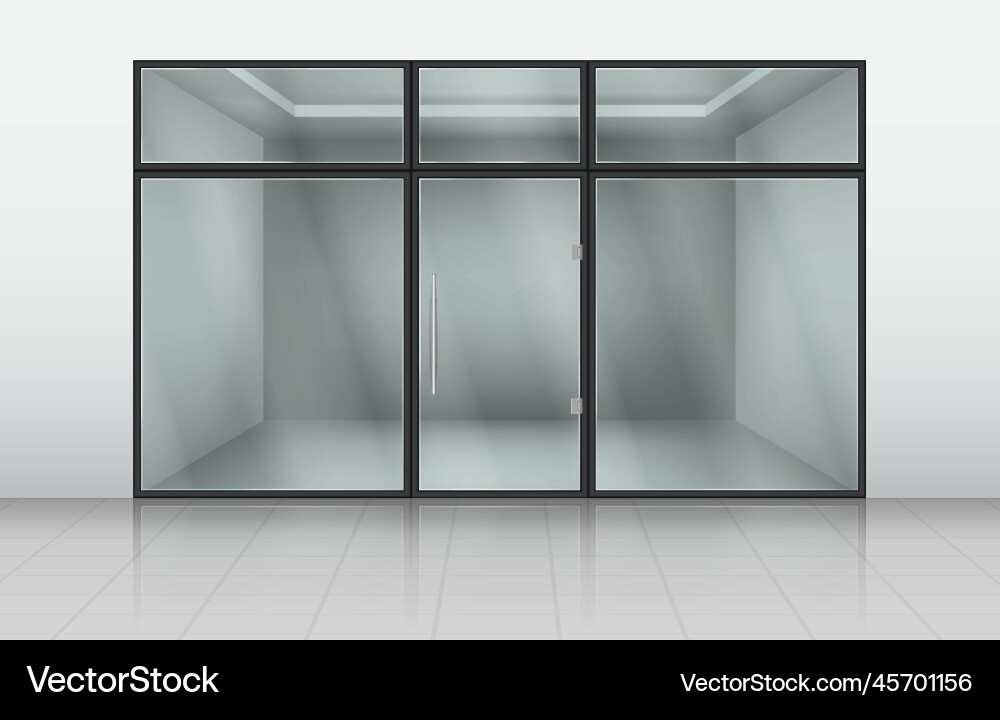 Glass shop doors store front with window frame Vector Image