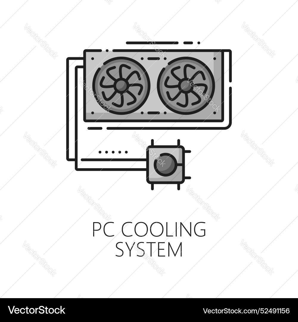 Pc cooling system software color thin line icon Vector Image