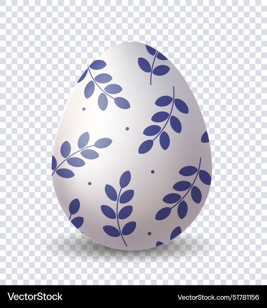 Realistic easter egg blue and white patterns Vector Image