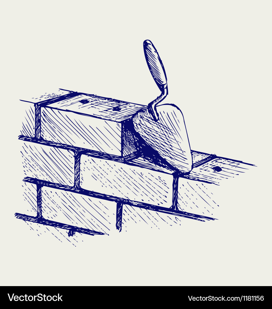 Trowel and bricks Royalty Free Vector Image - VectorStock
