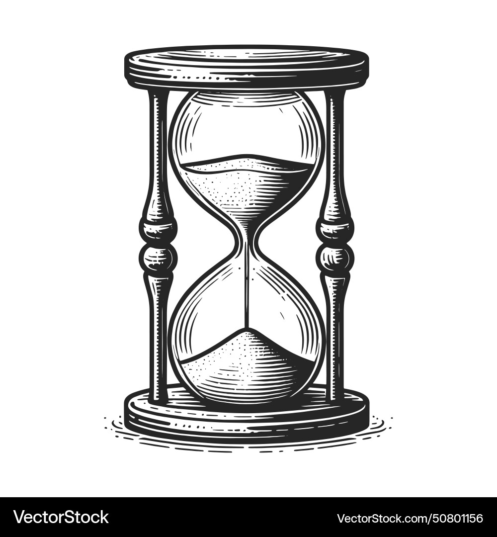 Vintage hourglass engraving Royalty Free Vector Image