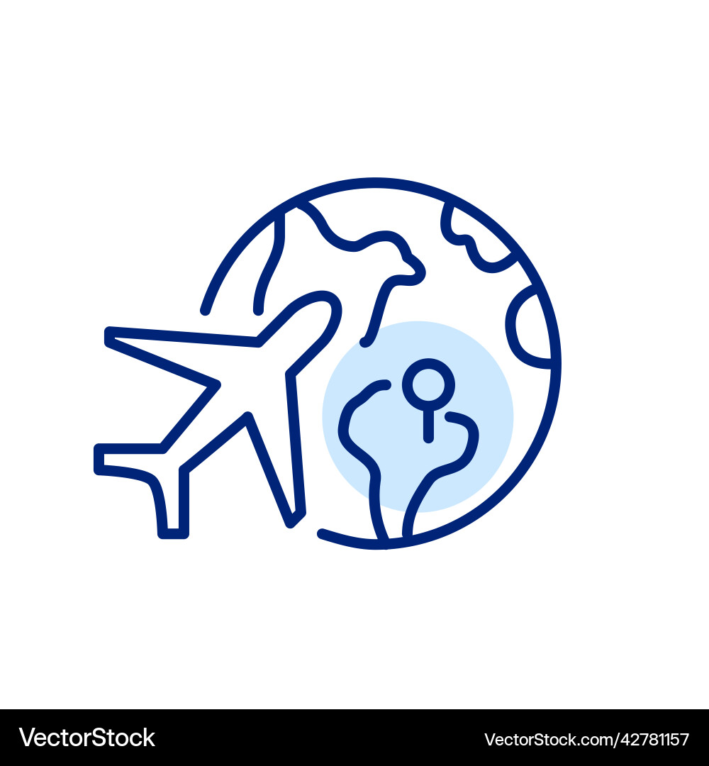 Airplane flying over earth globe to a pinpoint Vector Image Airplane flying over earth globe to a pinpoint Vector Image