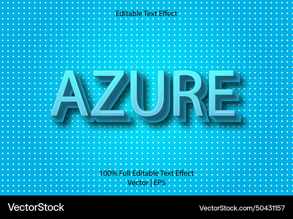 Azure editable text effect cartoon style Vector Image