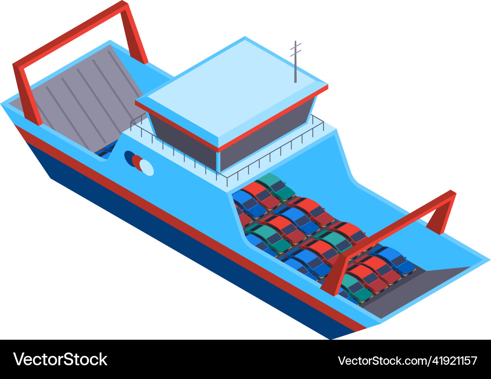 Car ferry boat composition Royalty Free Vector Image