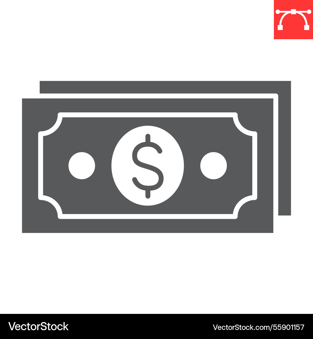 Cash glyph icon Royalty Free Vector Image - VectorStock