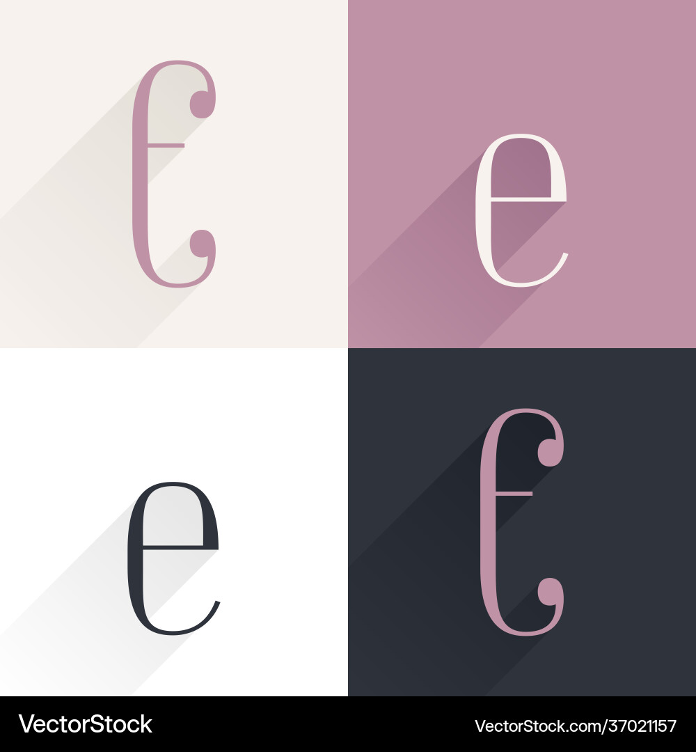 E letter condensed serif font set Royalty Free Vector Image
