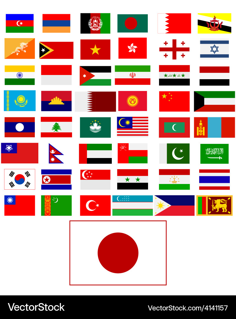 Flags of the countries asia Royalty Free Vector Image