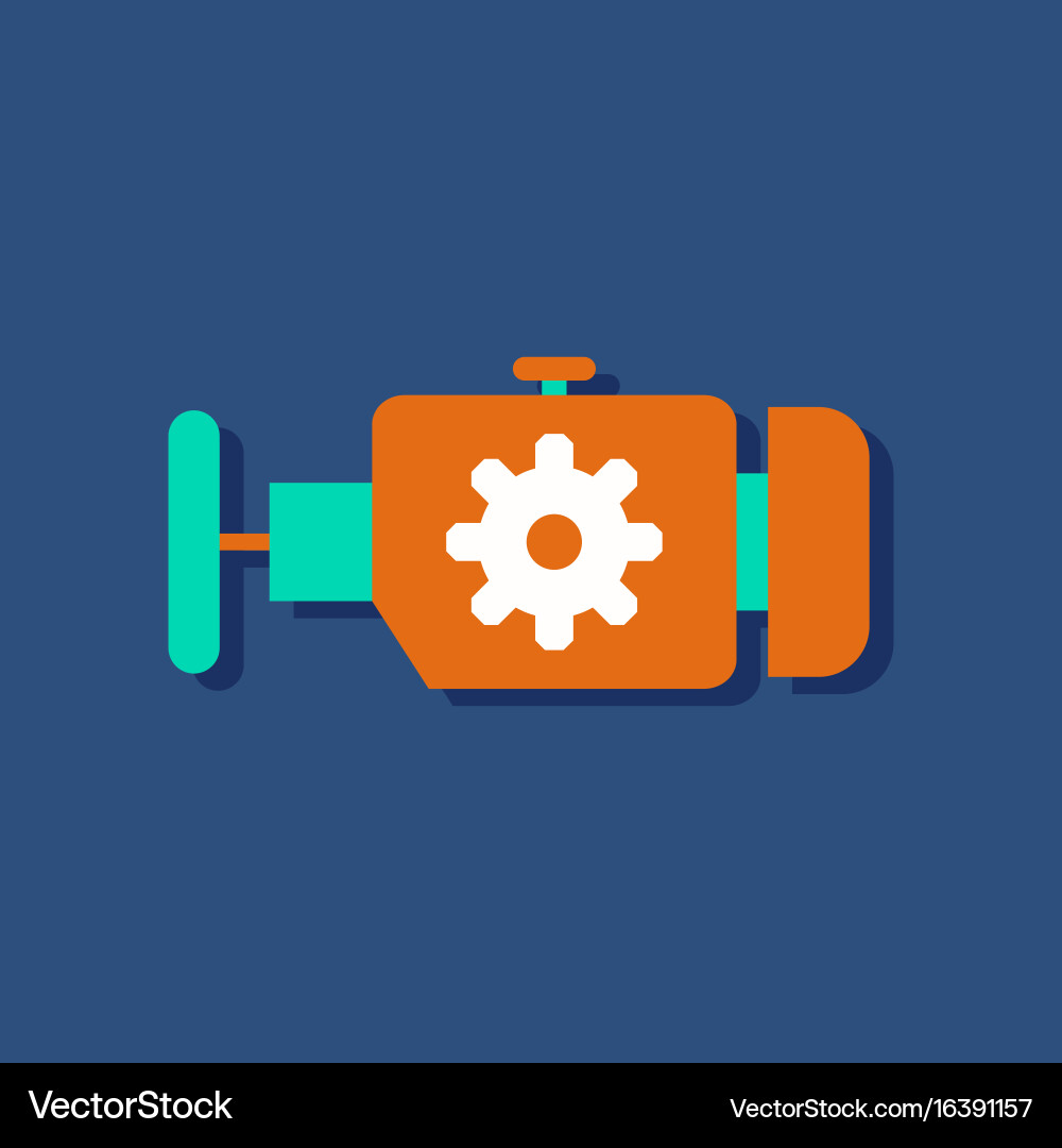 Flat icon design collection engine and gear Vector Image