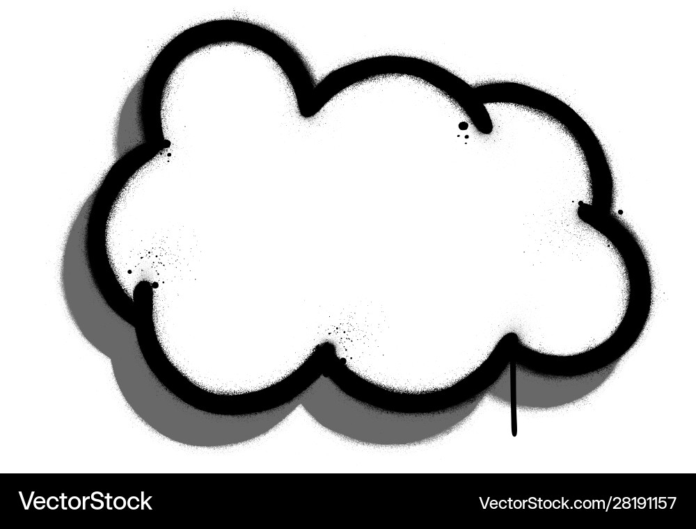 Graffiti cloud with drop shadow sprayed in black Vector Image