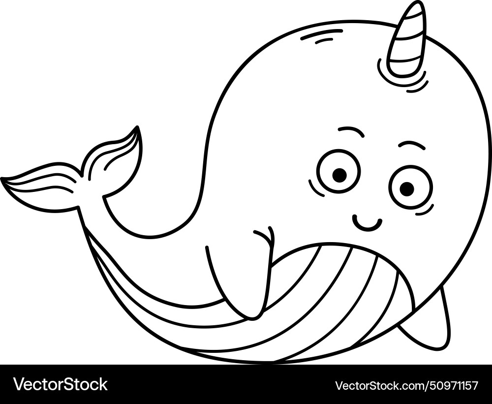 Hand drawn narwhal character Royalty Free Vector Image