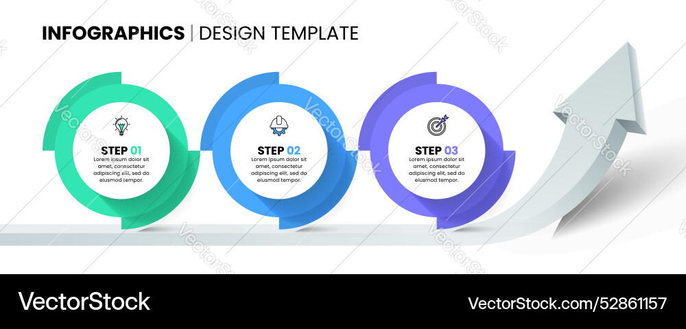 Infographic template arrow with 3 steps to success