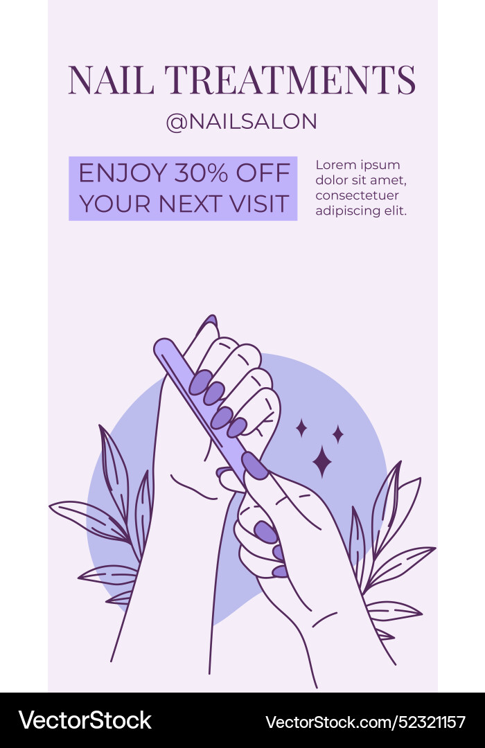 Nail salon instagram stories template design Vector Image