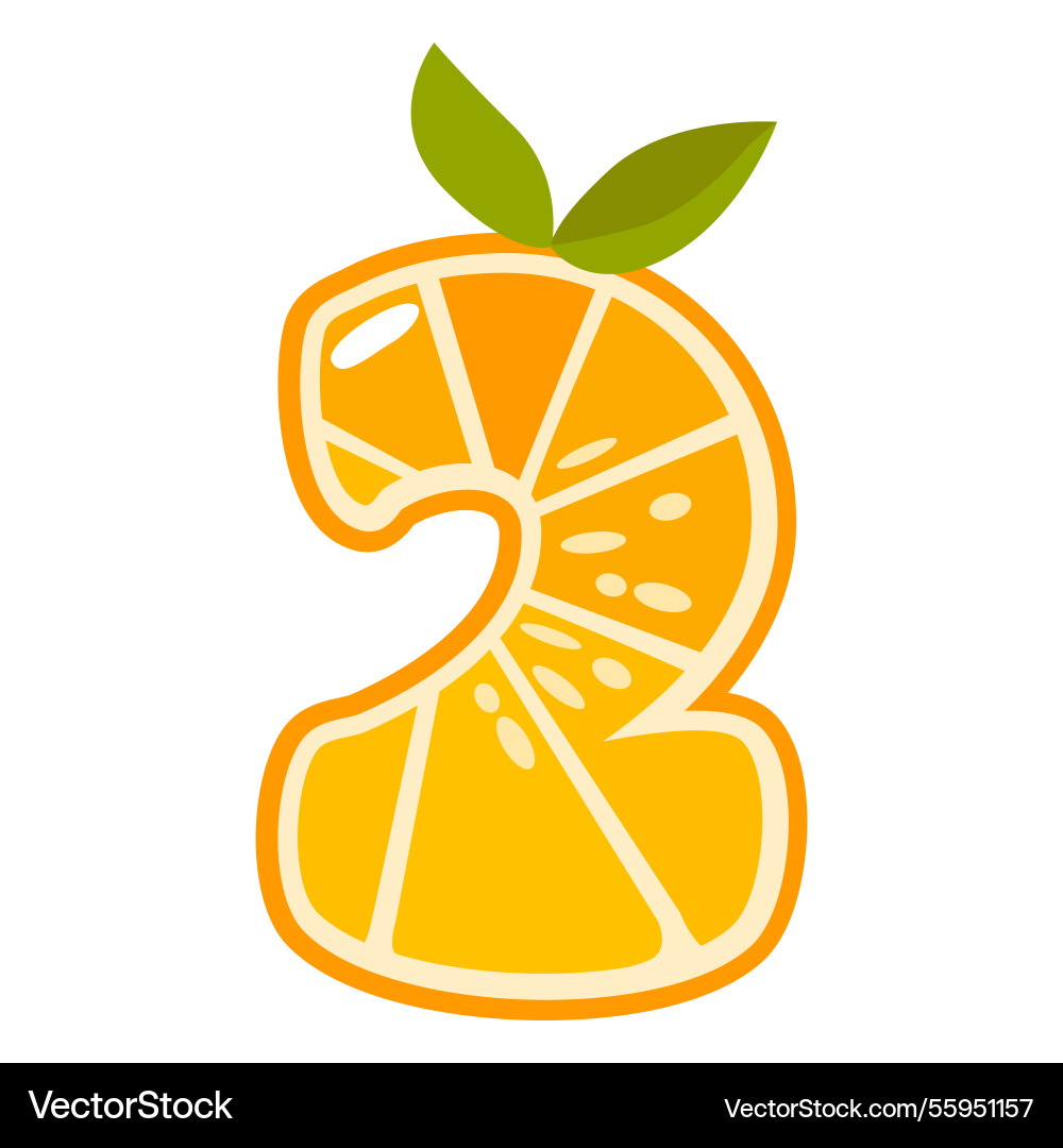 Orange fruit number two in the shape Royalty Free Vector