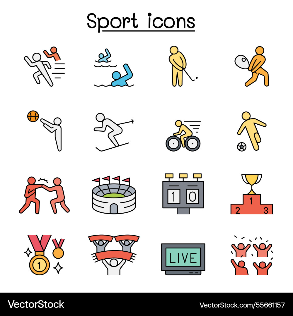 Sport set color line style Royalty Free Vector Image