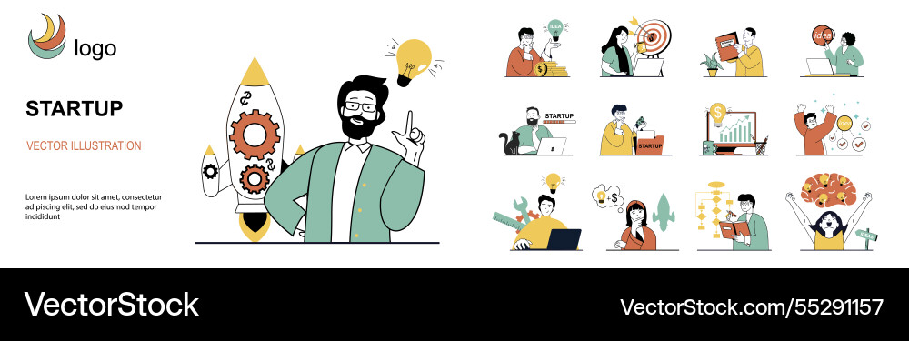 Startup concept with character situations mega set