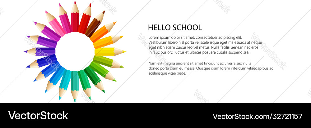 Sun from color pencils banner Royalty Free Vector Image