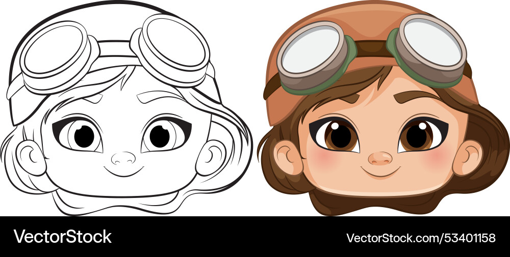 A girl wearing aviator goggles Royalty Free Vector Image