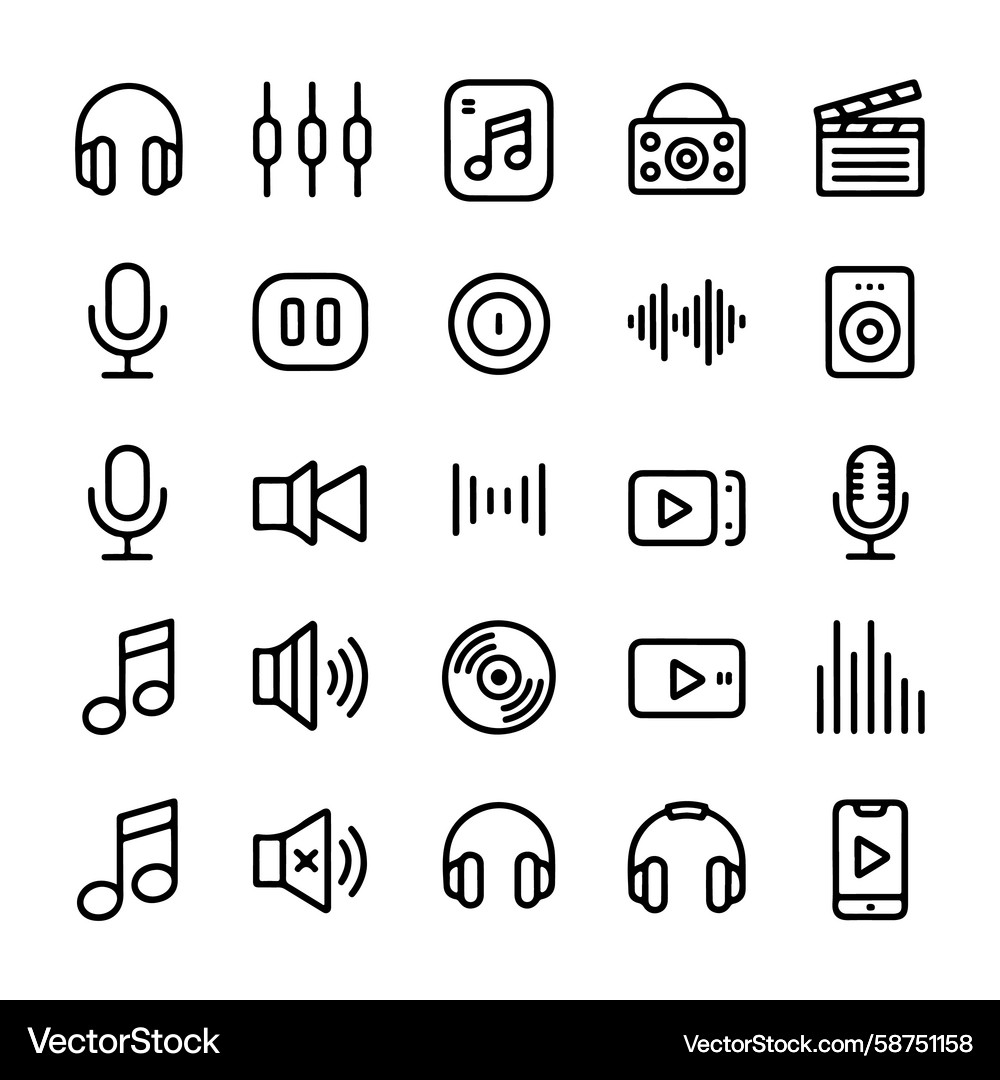 Audio Control Icons - Set of 8 – Royalty-Free Vector | VectorStock