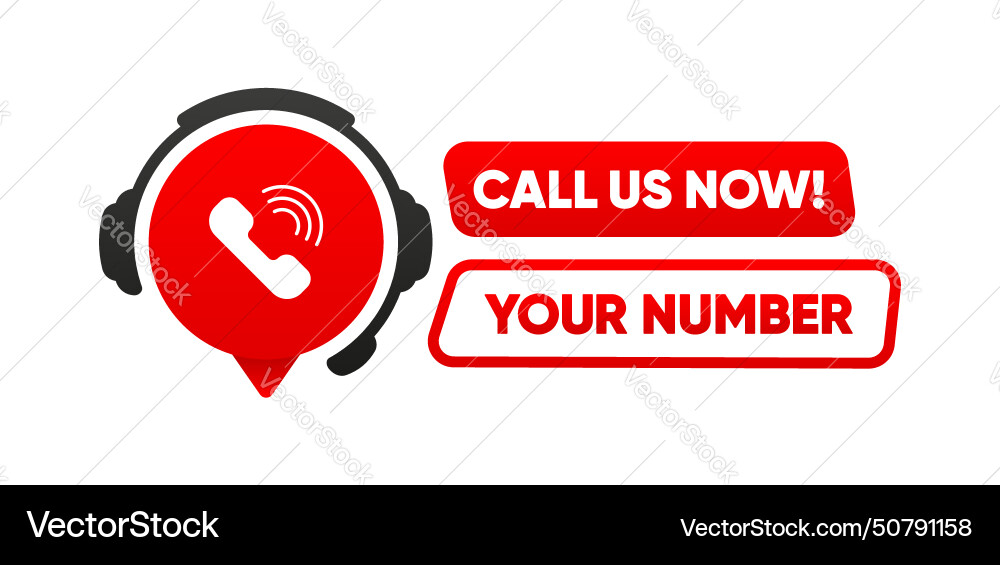 Call us now button template for communication Vector Image