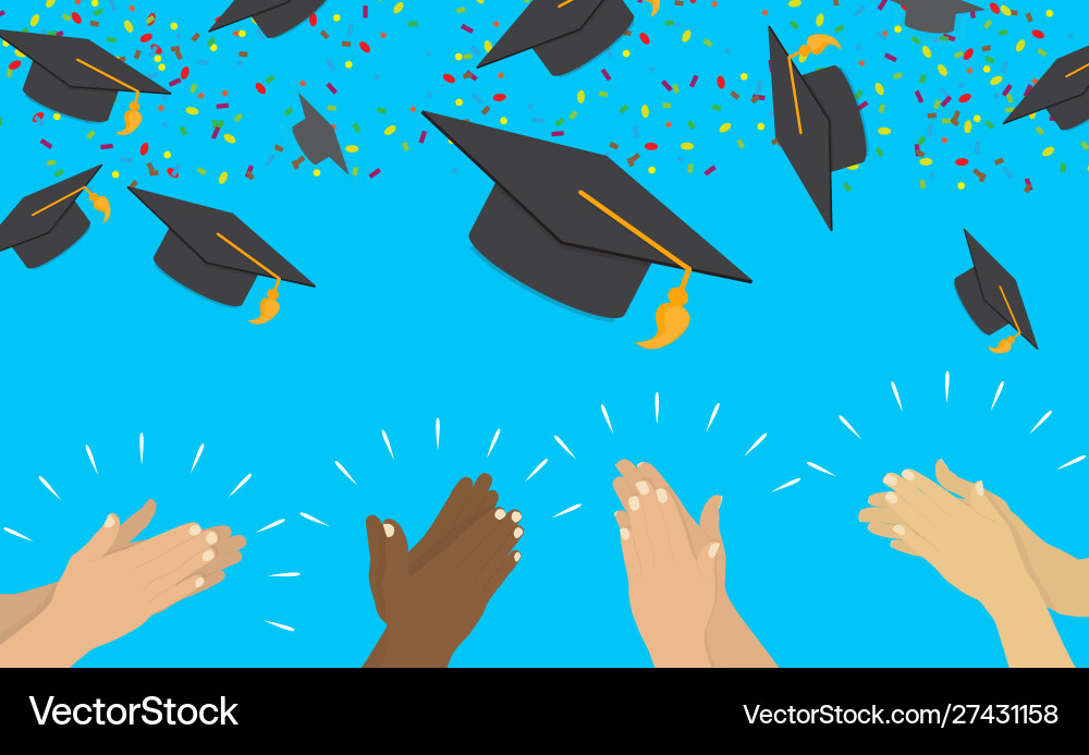 Education concept background graduation caps Vector Image