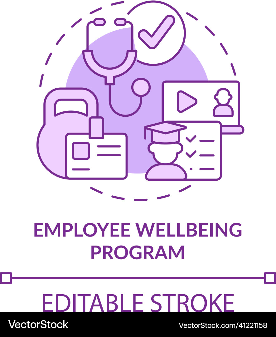 Employee wellbeing program purple concept icon Vector Image