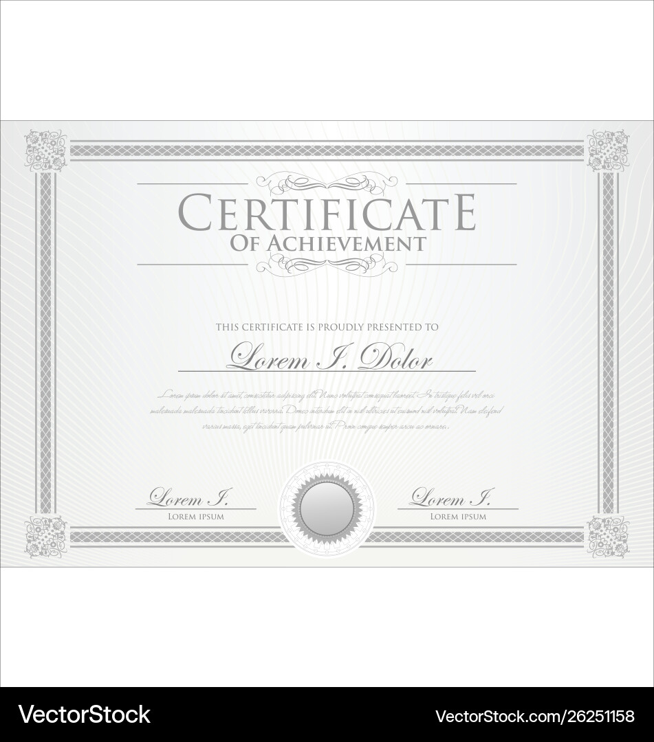 Gray certificate template Royalty Free Vector Image