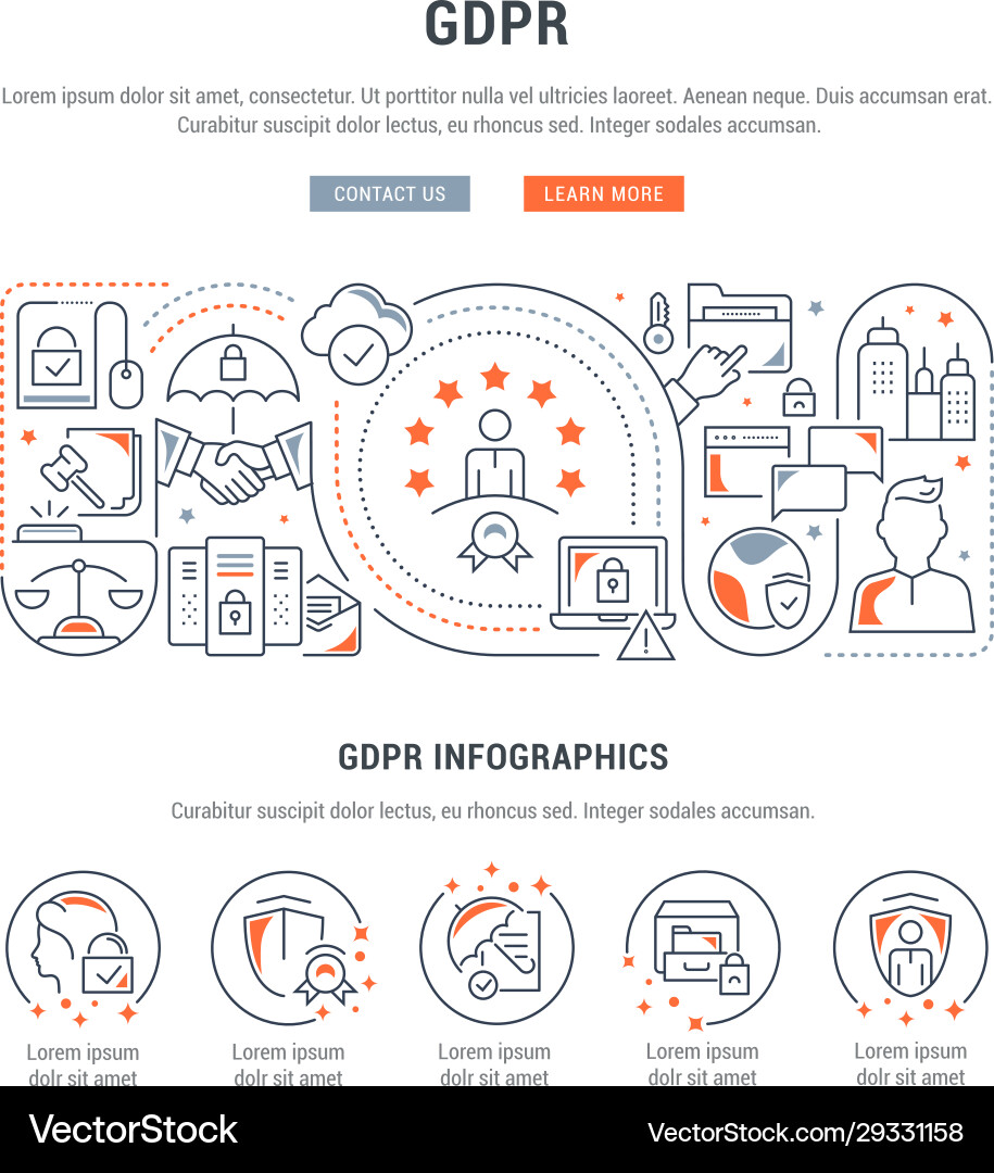 Linear banner general data protection Royalty Free Vector