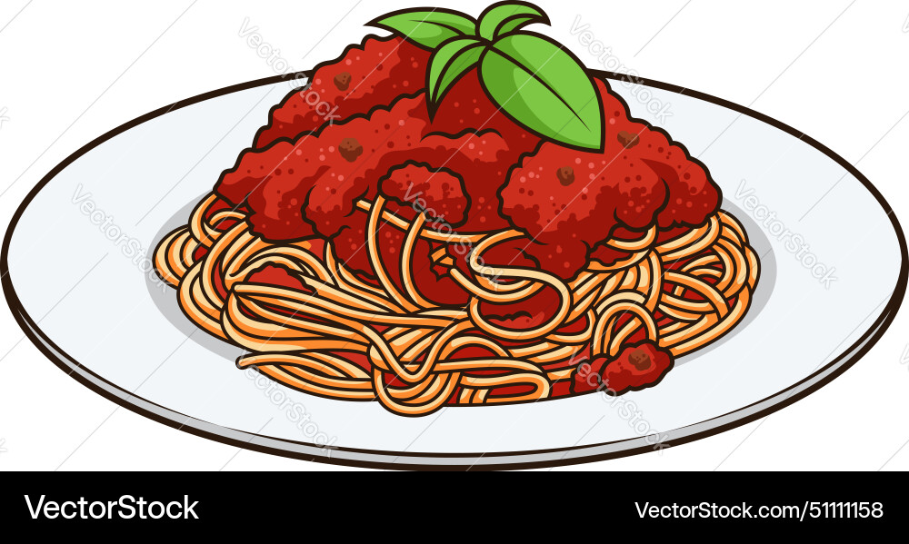 Spaghetti on plate cartoon clip art Royalty Free Vector