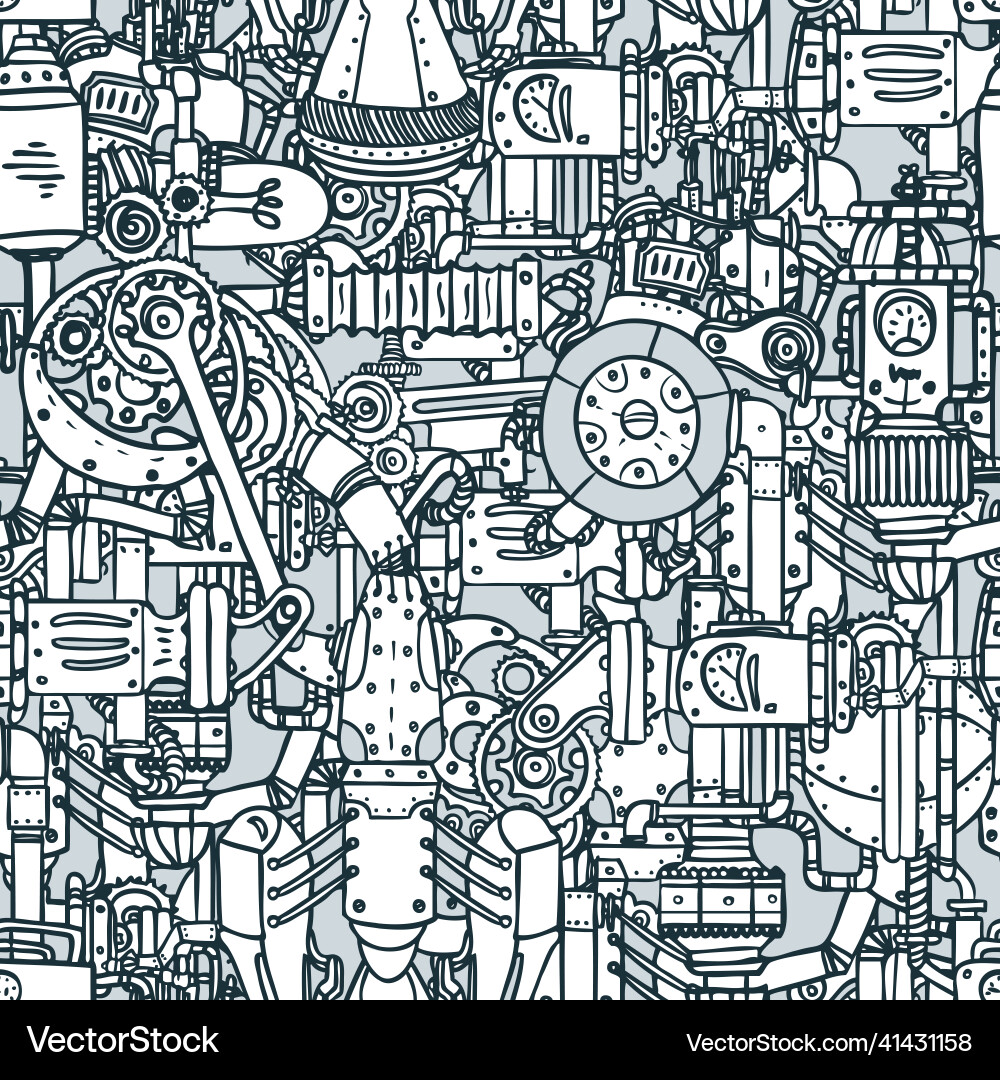 Steampunk black and white seamless pattern Vector Image