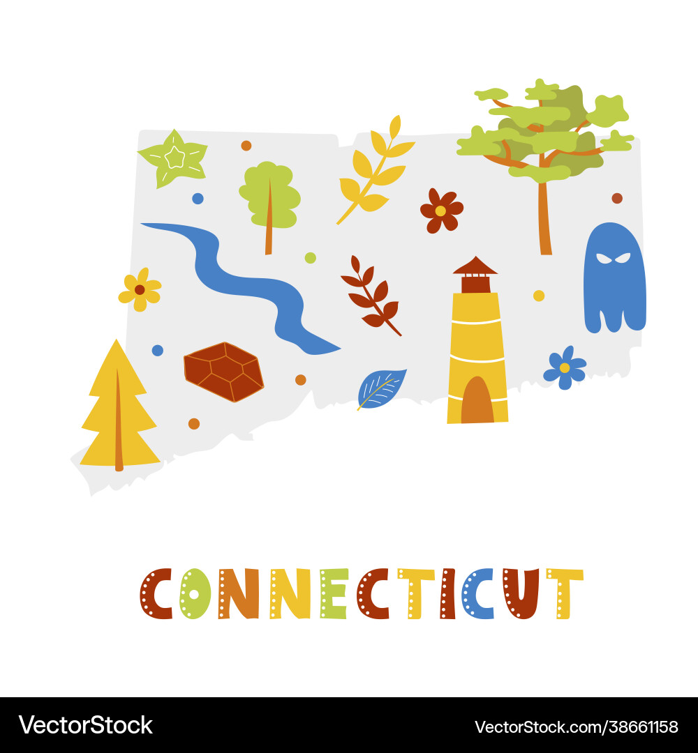 Usa map collection state symbols on gray Vector Image