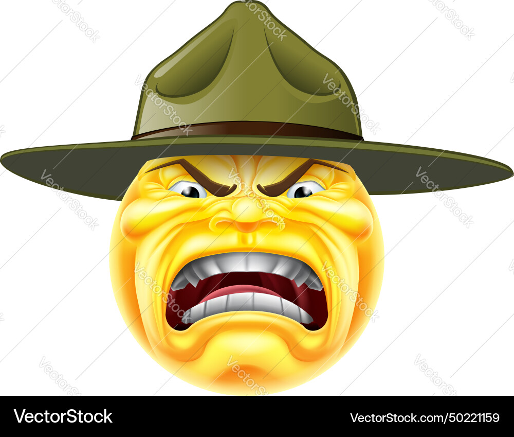 Angry emoji emoticon drill sergeant Royalty Free Vector