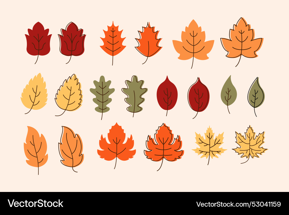 Autumn leaves icons set Royalty Free Vector Image